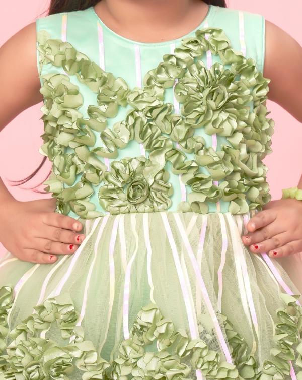 Aarika Girls Green Color Net Self-Design Frocks - JioMart