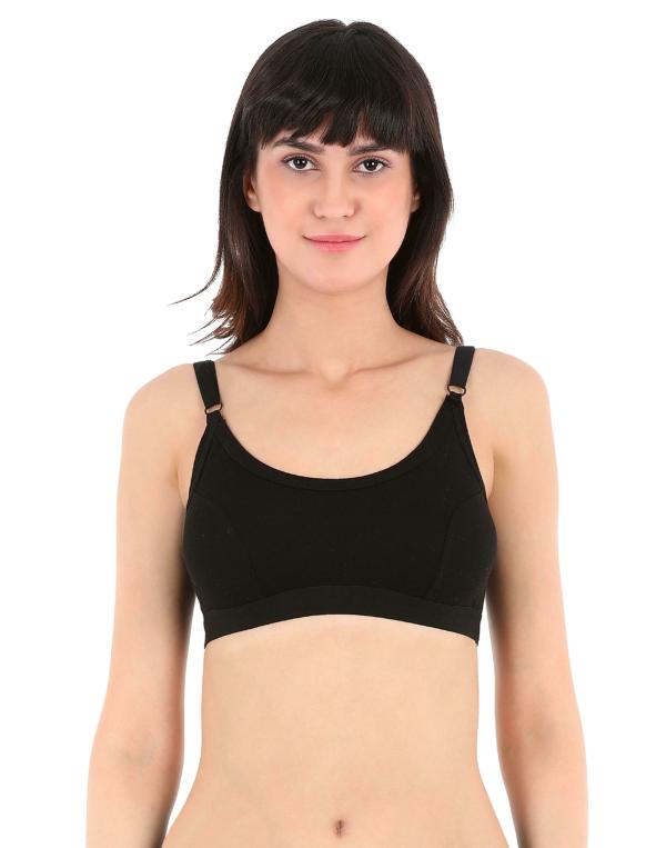 Clovia Black Cotton Solid Single Sport Bra - JioMart