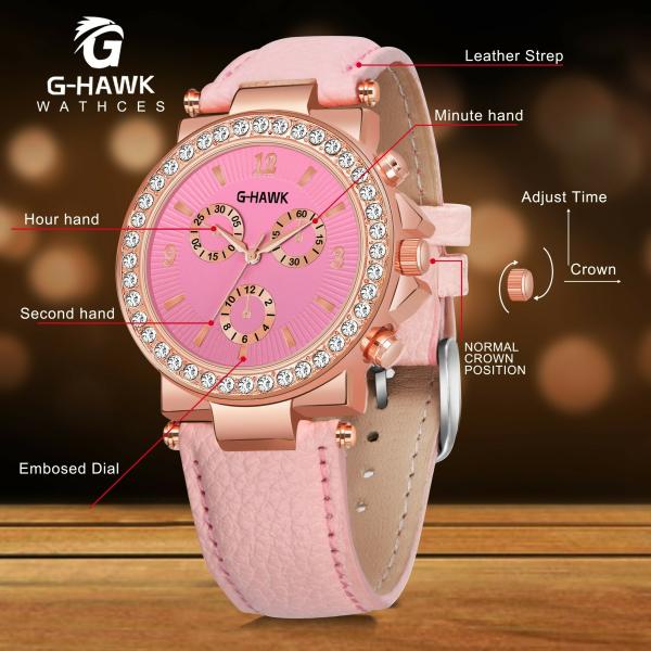 G-HAWK Analog Pink Dial Pink Strap Watch for Girls - JioMart