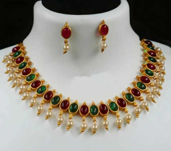 VIHAA JEWELLERY Gold-Plated Brass Necklace With Earrings (Gold) - JioMart