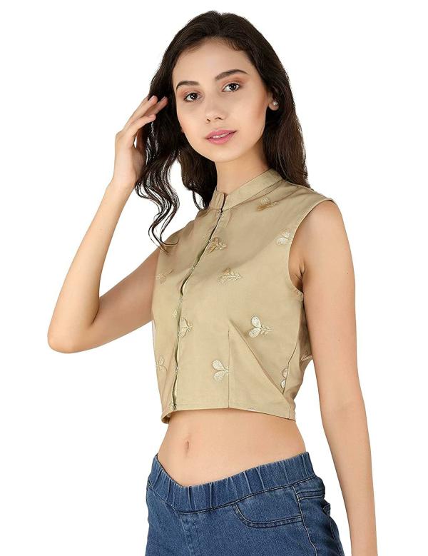 UNFAKENOW Women Gold Floral Net Top - JioMart