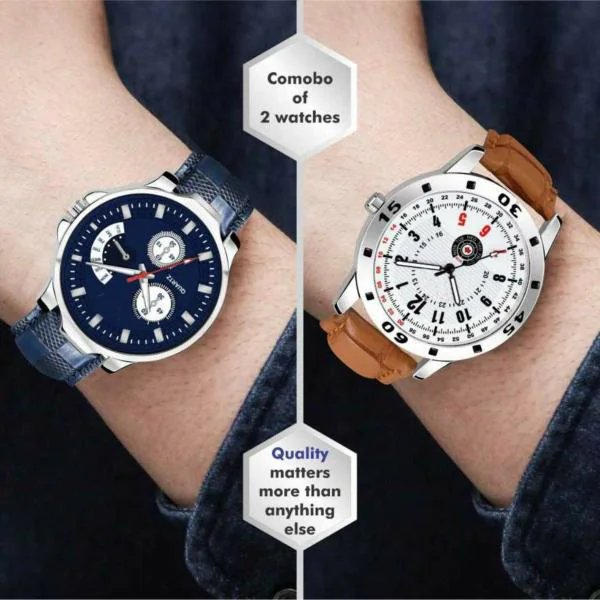 Bolun Analog Multicolor Dial Multicolor Strap Watch For Men (Pack Of 2 ...