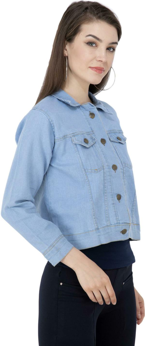 Montrez Women Light Blue Solid Jacket - JioMart