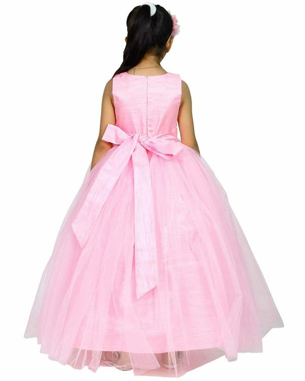 ReemJheem Girls Pink Solid Net Dresses - JioMart