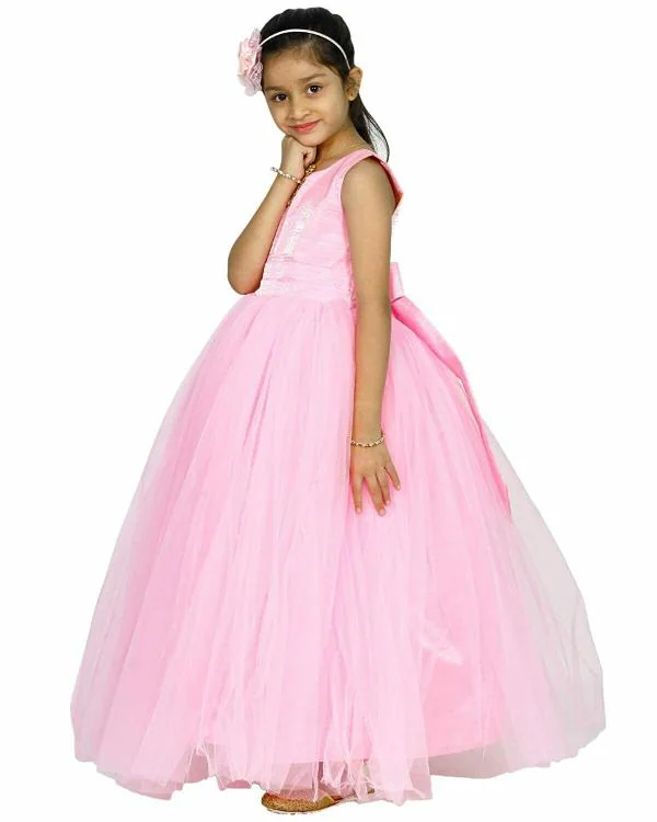 ReemJheem Girls Pink Solid Net Dresses - JioMart