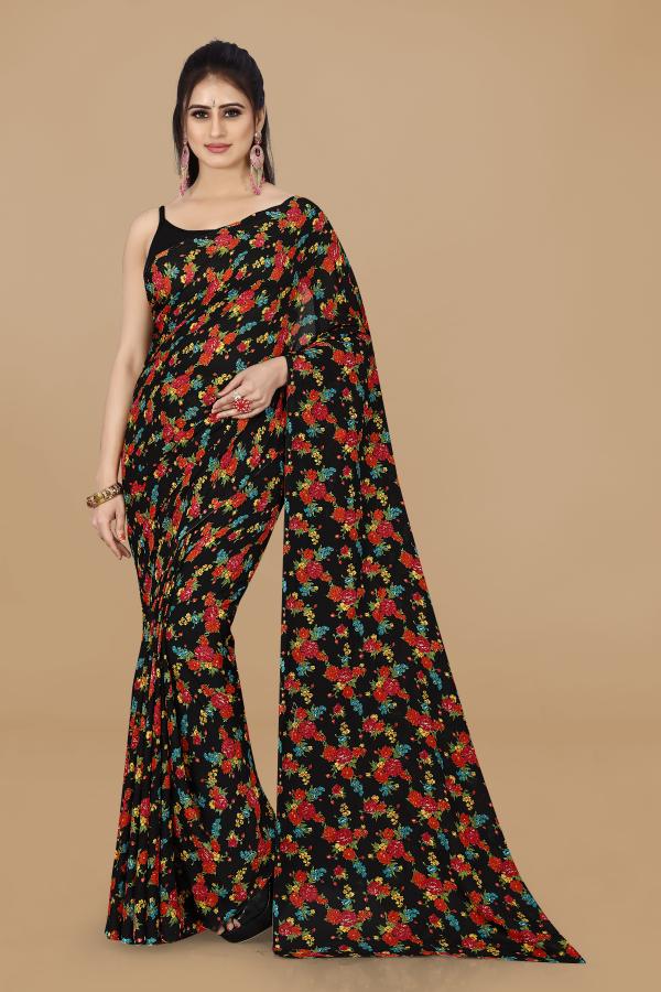 Anand Women Multicolor1 Self Design Pattern Georgette Single Saree ...