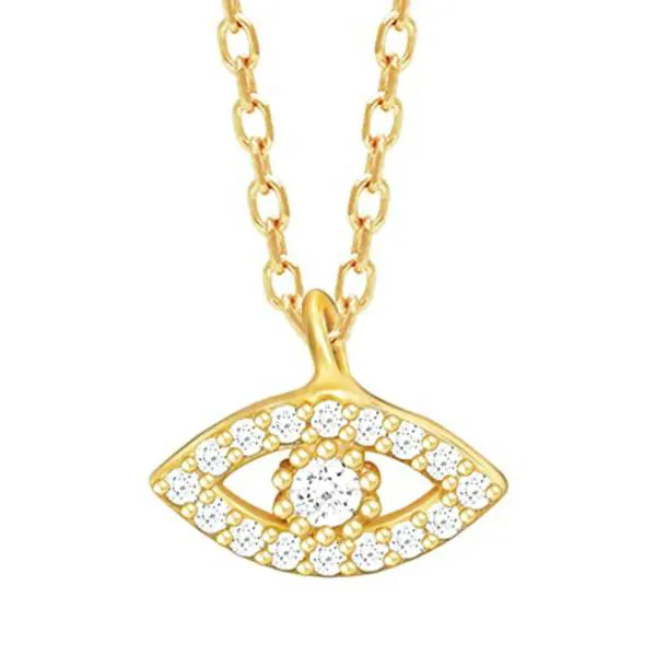 Giva Sterling Silver 18K Gold Plated Evil Eye Zircon Pendant With Link ...