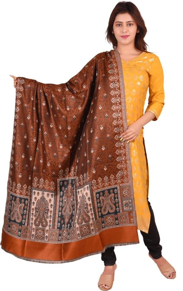 FusFus Women Brown Self Design Acrylic Shawl - Free Size - JioMart