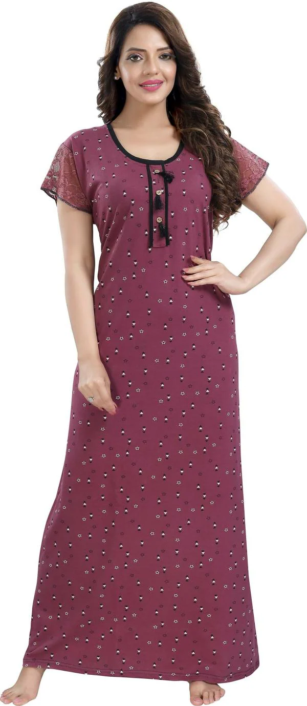 Ultraviolet Women Purple Printed Pure Cotton Nighty - JioMart