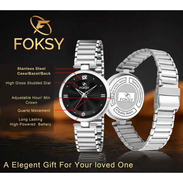Foksy FKS-1035W Black Dial And Silver Analog Watch For Women - JioMart