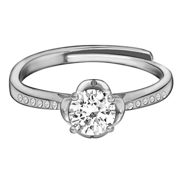 Giva Sterling Silver Adjustable Zircon Shimmer Flower Ring - JioMart
