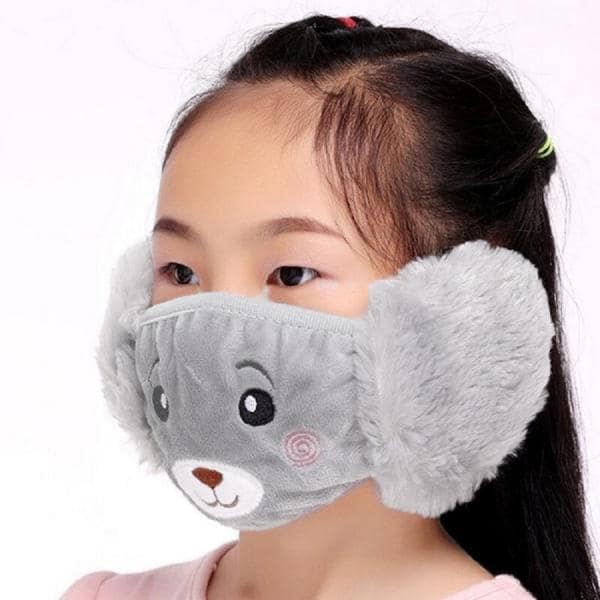Mopslik -Kids Girls Warm Winter Earmuff Face Mask - Grey - JioMart