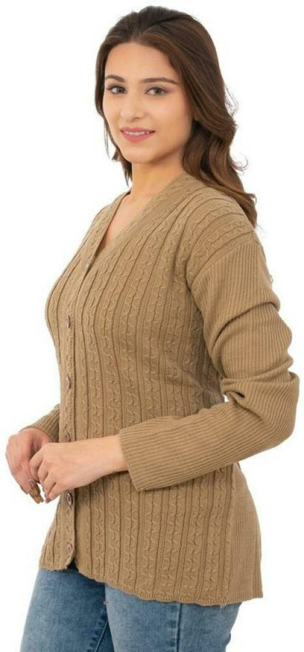 Loglo Women Beige Woven Design Polyester Sweater - XXL - JioMart