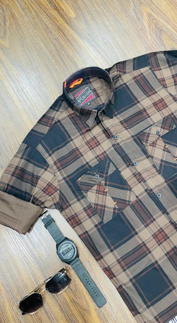 The Hell Driver Men Checkered Casual Brown Color Check Shirt For men ...