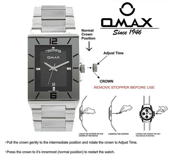 OMAX Analog Silver Watch Black Dial With Silver Strap for Men - SS395 ...