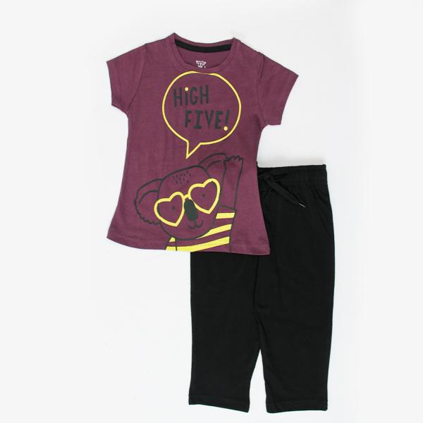 My Cubs - Girl Top and Capri Set - Purple Panda - 5-6 Years - JioMart