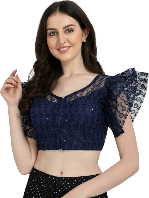 Fabviva Women Navy Self Design Net Blouse - JioMart