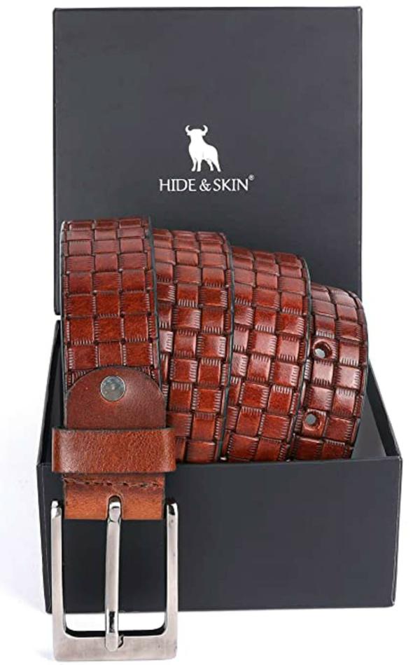Hide And Skin Brown Men Leather Hand Milled Belt - JioMart