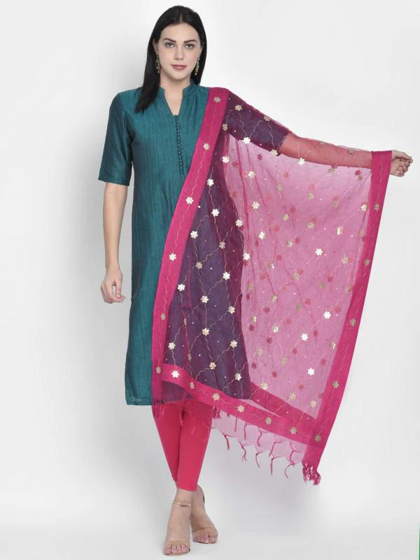 Dupatta Bazaar Women Pink Embellished Tissue Dupatta - JioMart