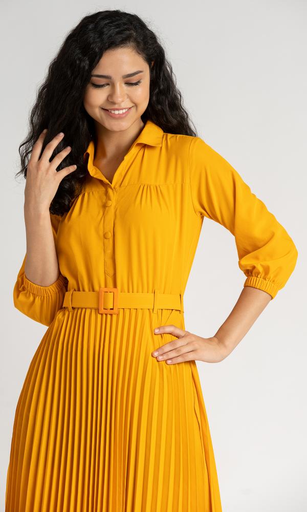 AASK Pink Womens Polyester Pleated Dress - JioMart