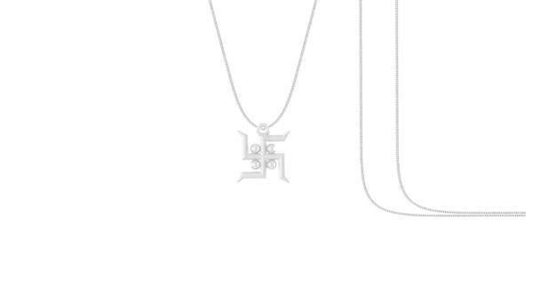 Akshat Sapphire Pure Silver Spiritual Swastik Symbol Pendant With Chain ...