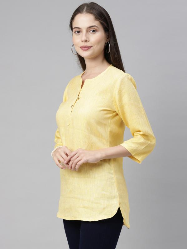 Women Lemon Yellow Solid High low Top - JioMart