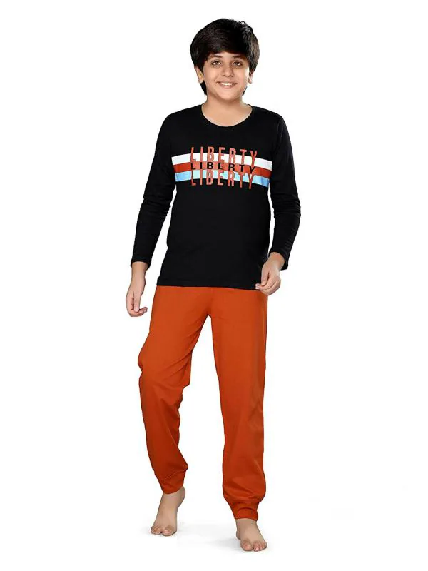Kirasa Boys Black Printed 100 percent Cotton Night Suit - 12-13Y - JioMart