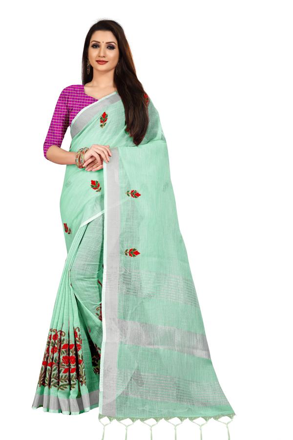 SAREYA VEELA Maheshwari Women Pink Embroidered Cotton Silk Sarees - JioMart