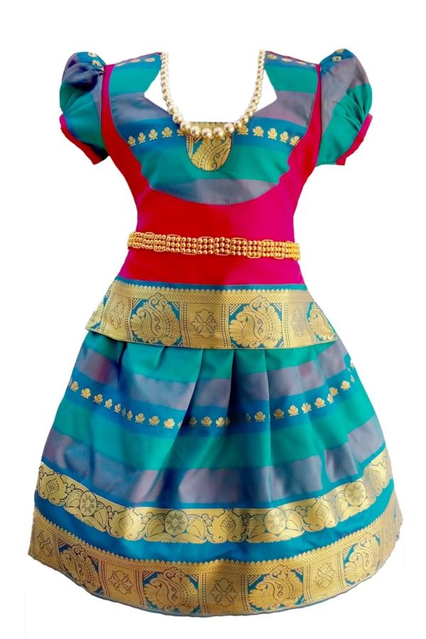 GTmax Traditional Silk Cotton Pattu Pavadai set-Anu Pattu_Maroon- 5-6 Y ...