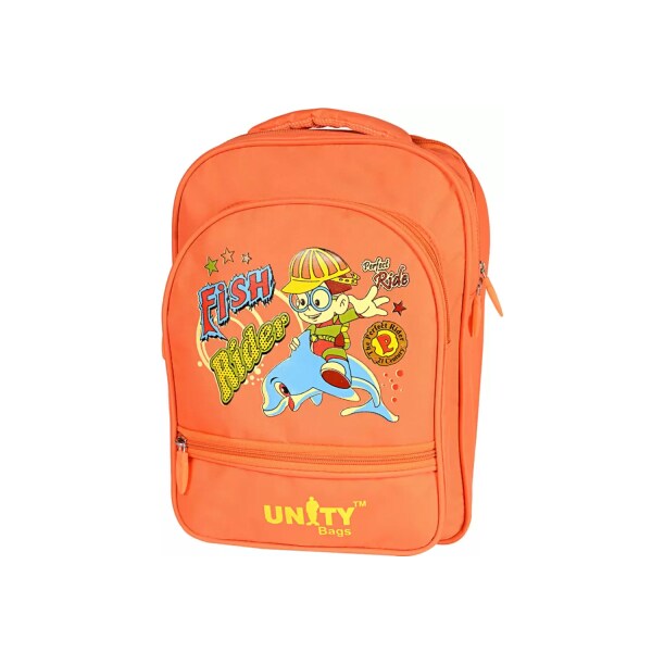 Unity Bags Cartoon Print Kids School Bag for Boys / Girls- Orange - JioMart