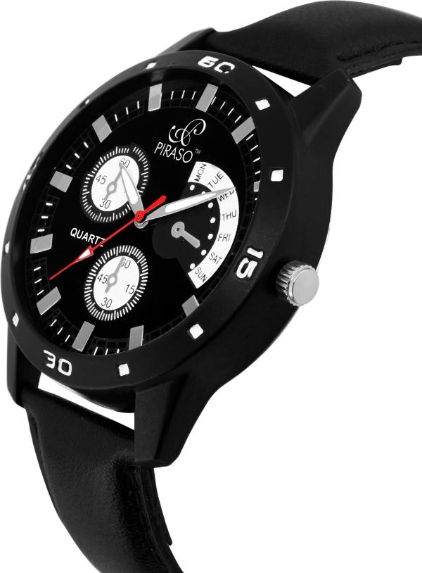 PIRASO Analog Silver, Blue and Black Dial Brown Strap Watch for Men ...