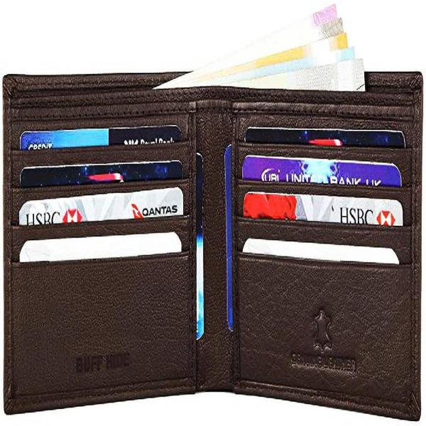 BUFFHIDE Brown Genuine Leather RFID Wallet And Pen Combo For Men (5 ...