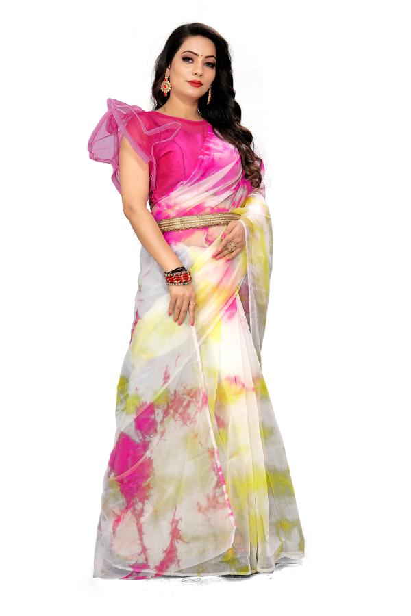 NANCY DESIGNER Organza Saree & Net Stitched Blouse - JioMart