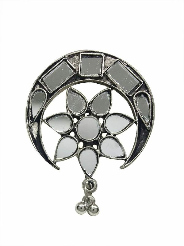 Total Fashion Silver Plated Flower Shap and Round Mirror Tassel Ring ...