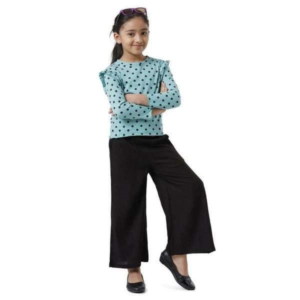 De Moza Girls Green Printed Cotton Top - 4 to 5 Years - JioMart