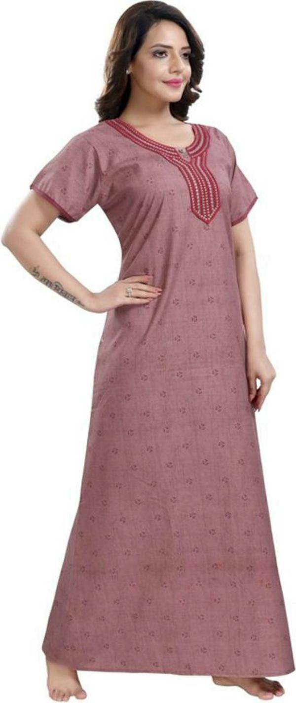 Ultraviolet Women Purple Floral Cotton Nighty - JioMart