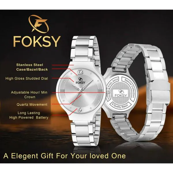 Foksy FKS-1015W Silver Dial And Silver Analog Watch For Women - JioMart