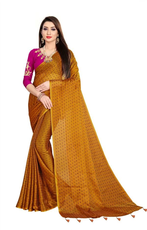 sareya veela Bollywood Women Mustard Woven Design Silk Blend Sarees ...