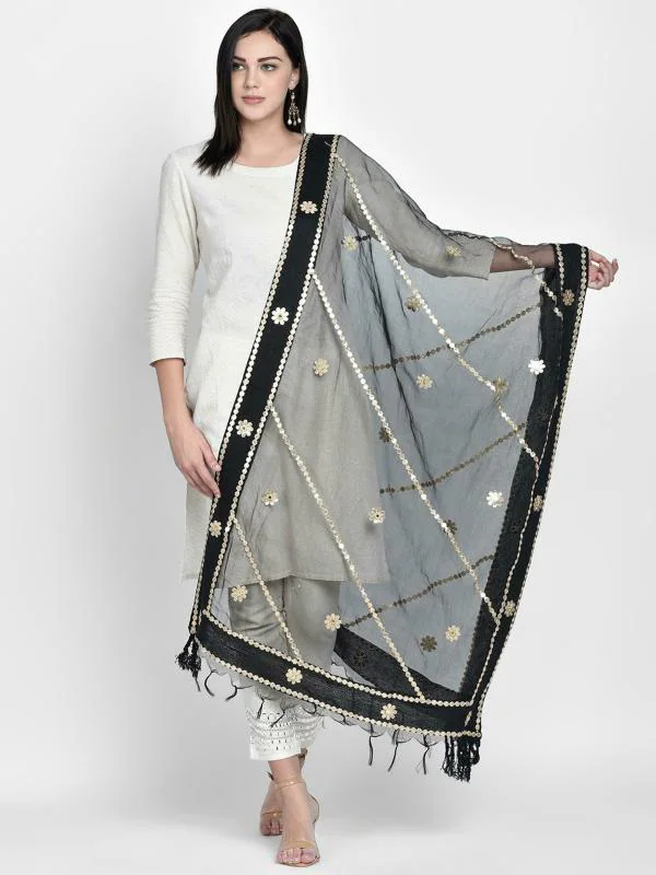 Dupatta Bazaar Women Black Embellished Tissue Dupatta - JioMart
