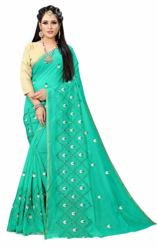 SAREYA VEELA Fashion Women Pink Embroidered Cotton Blend Sarees - JioMart