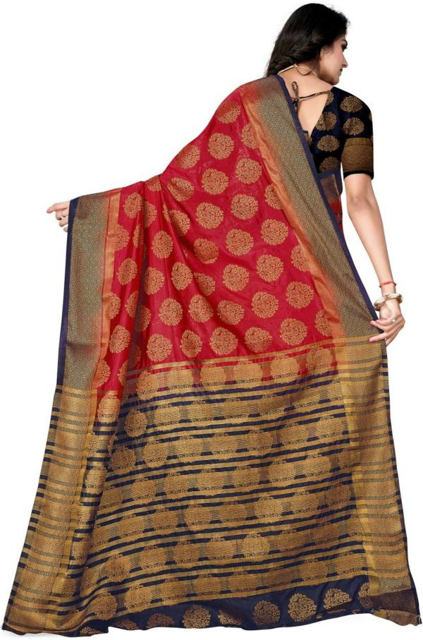 Devi creation Women Printed Kanjivaram Jacquard Saree Red - JioMart