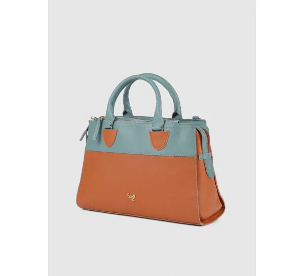Baggit Women Tan Brown and Teal Blue Synthetic Leather Handheld Bag ...