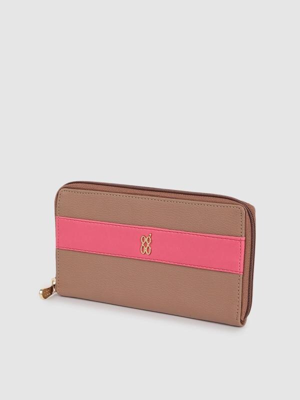 Baggit Women Pink PU Zip Around Wallet - L - JioMart