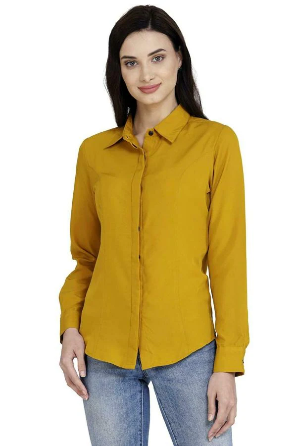 Thisbe Women Mustard Yellow Polyester Formal Shirt (S) - JioMart