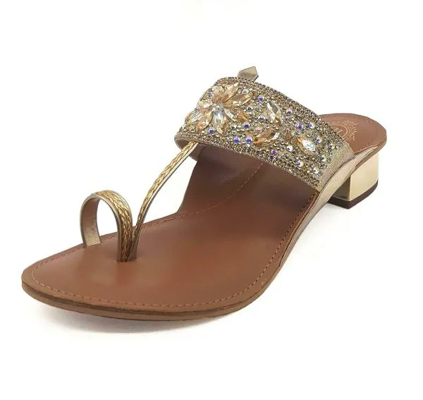 Maven Women Kolhapuri Sandal Heels (Gold) - JioMart