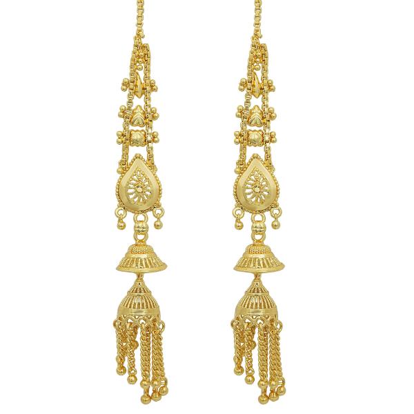 Memoir Gold plated sleek Earwire (Kan-Chain) earring Jhumki Women ...