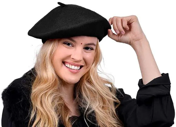 Black Beret caps round french head wear - JioMart