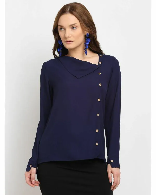 La Zoire Fake Placket Solid Top - JioMart