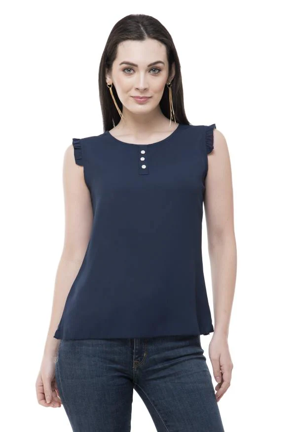 Popwings Casual Polyester Crape Women Top ! Regular Relaxed Round Neck ...