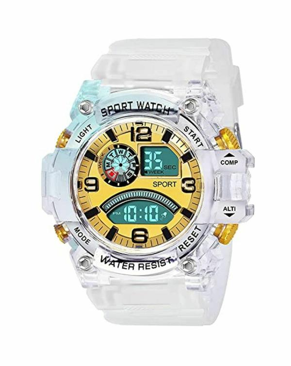 XTIME Sports Digital Gold Dial White Strap Watch for Boys & Girls - JioMart